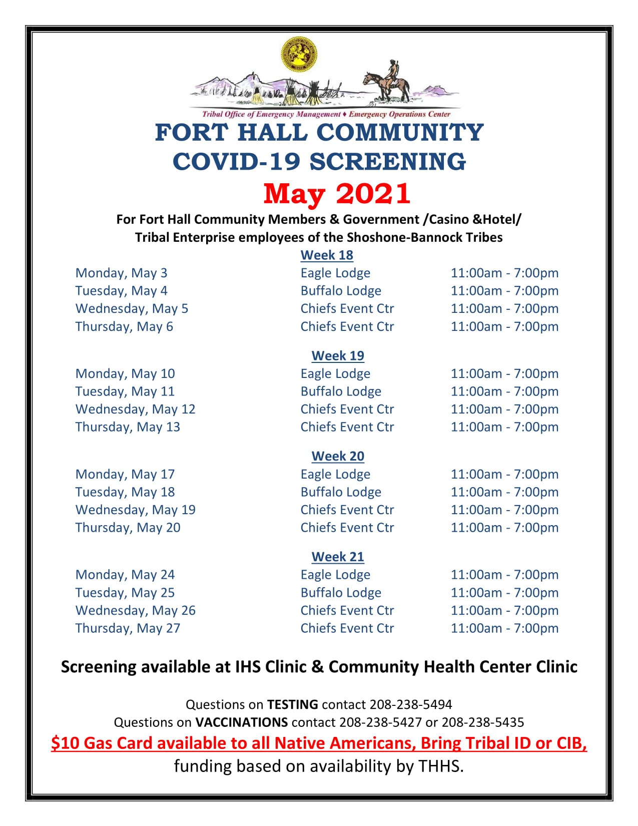 COVID-19 Screening in May | Shoshone-Bannock Community Health Center